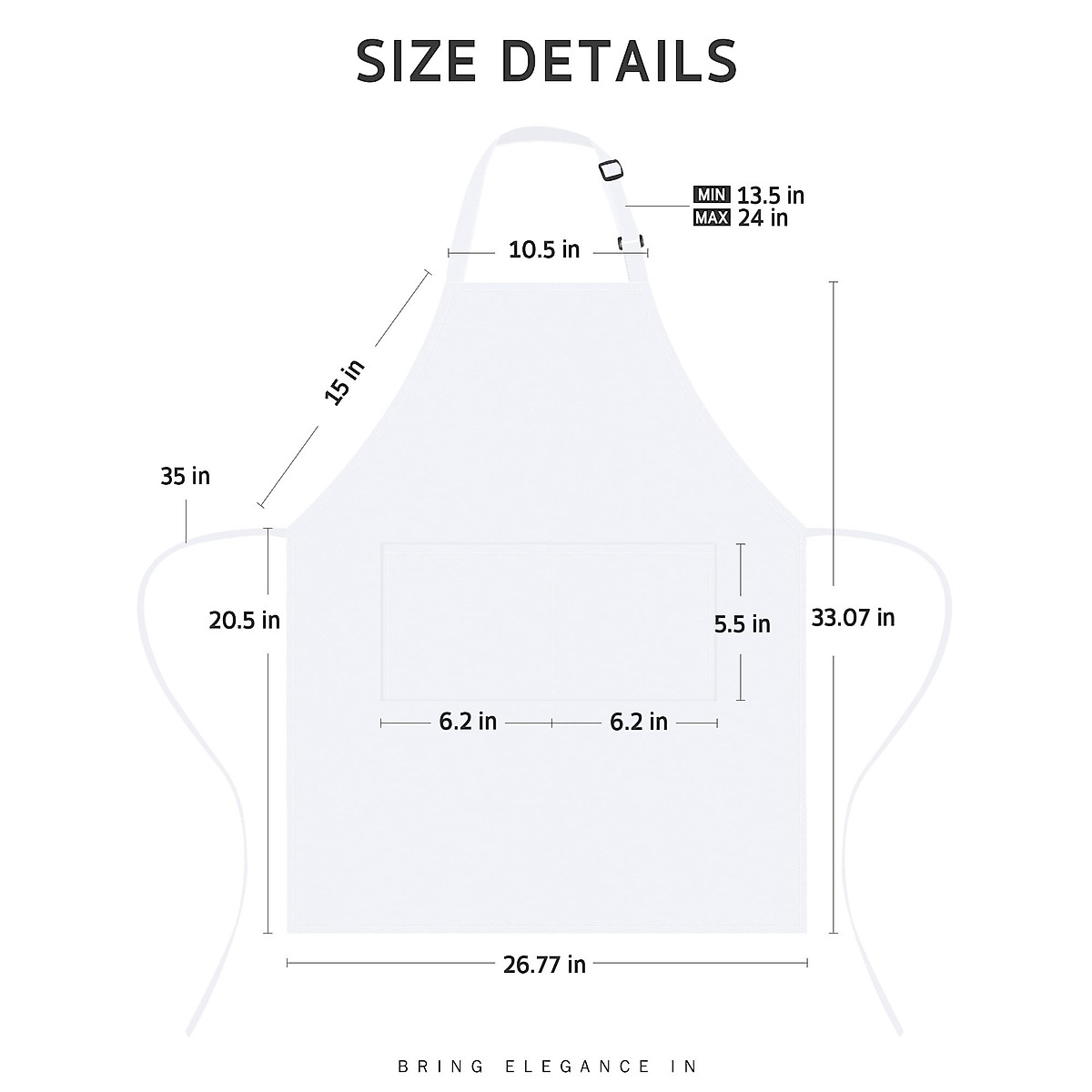 Syntus Chef Apron for Men Women Kitchen Cooking Apron with Pockets, Adjustable Bib Aprons Stain Resistant, 1 Pack White