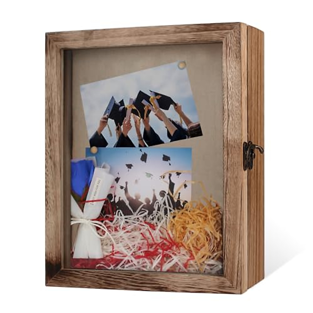 ASmileIndeep Shadow Box Frame 11x14 with Linen Back, Shadow Boxes Display Cases with Solid Wood Frame and Shatterproof Glass, Memory Display Case of Flower, Pictures, Awards Medals