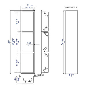 ALFI brand ABNP0836-BG Shower Niche, Brushed Gold 36 x 8 x 4