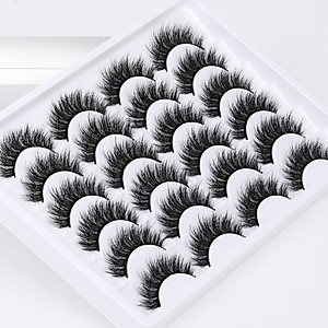 Newcally Eyelashes False Lashes Fluffy 18MM Long Faux Mink Eye Lashes Pack Dramatic Thick Volume Fake Eyelashes 12 Pairs Soft Reusable Lashes Multipack