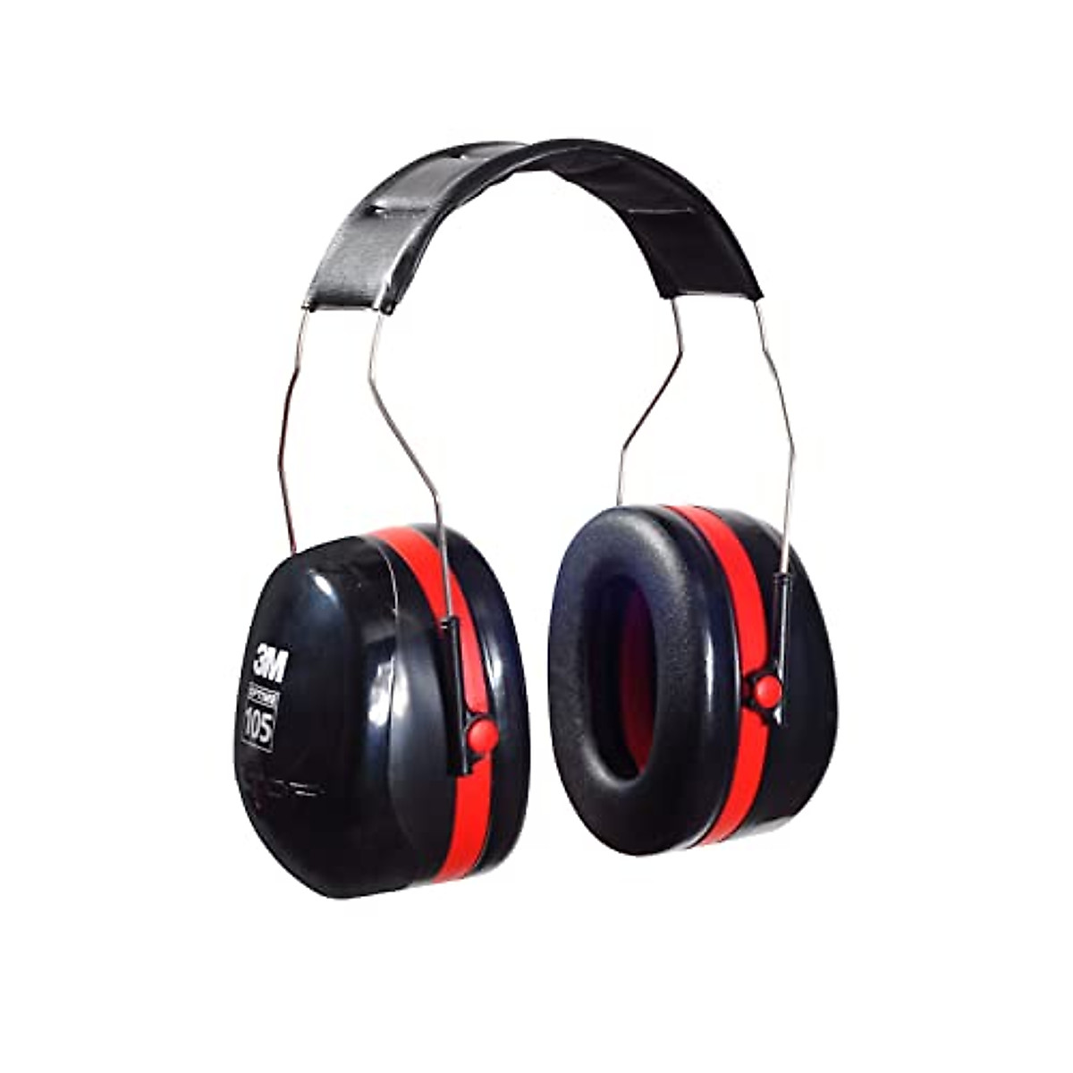 3M H10A Peltor Optime 105 Over the Head Earmuff, Ear Protectors, Hearing Protection, NRR 30 dB,Black, Red