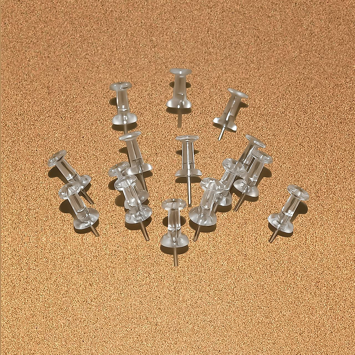 JIKIOU Push Pins Tacks 800 Count in Reusable Box, Standard Clear Thumb Tacks Steel Point and Clear Plastic Head for Wall Corkboard Map Calendar Photo Home Office Craft Projects Plastic Head Steel Pin