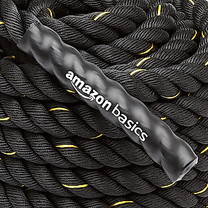 Amazon Basics Heavy Exercise Training Workout Battle Rope, 1.5 Inch Diameter x 30 Ft Length, Black