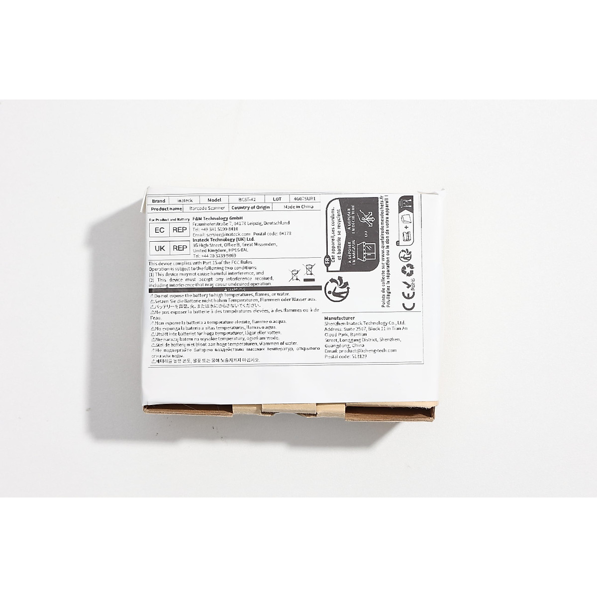 Inateck Bluetooth Scanner 2D Barcode Scanner 2.4Ghz USB Adapter, Screen Scanning, Exclusive Shortcuts, BCST-42