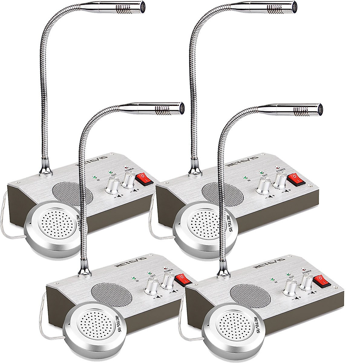 Retevis RT-9908 Window Speaker System,Intercom System,Two Way Voice Transmission,High Power Speaker for Bank,School,Store(4 Pack)
