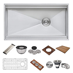 Ruvati 36-inch Workstation Dual Tier Ledge Kitchen Sink Undermount 16 Gauge Stainless Steel - RVH8277