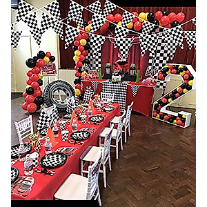 Piokio 100ft Black and White Checkered Flag Banner Racing Birthday Decorations, for Nascar Race Party Supplies