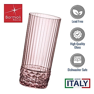Bormioli Rocco America '20s 16.25 oz. Cooler Glasses, Lilac Rose, Set of 6