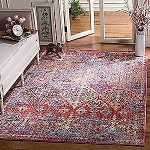 SAFAVIEH Bristol Collection 7' Square Rose / Multi BTL352R Boho Chic Distressed Area Rug