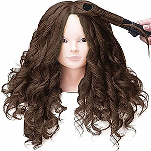 NAYOO Long Hair Mannequin Head With Real Hair 60% Training Head Hairdresser Practice Styling Manikin Head Cosmetology Doll Head Straight Hair with 7 Tools and Stable Clamp Stand (26inch No makeup, 4#)