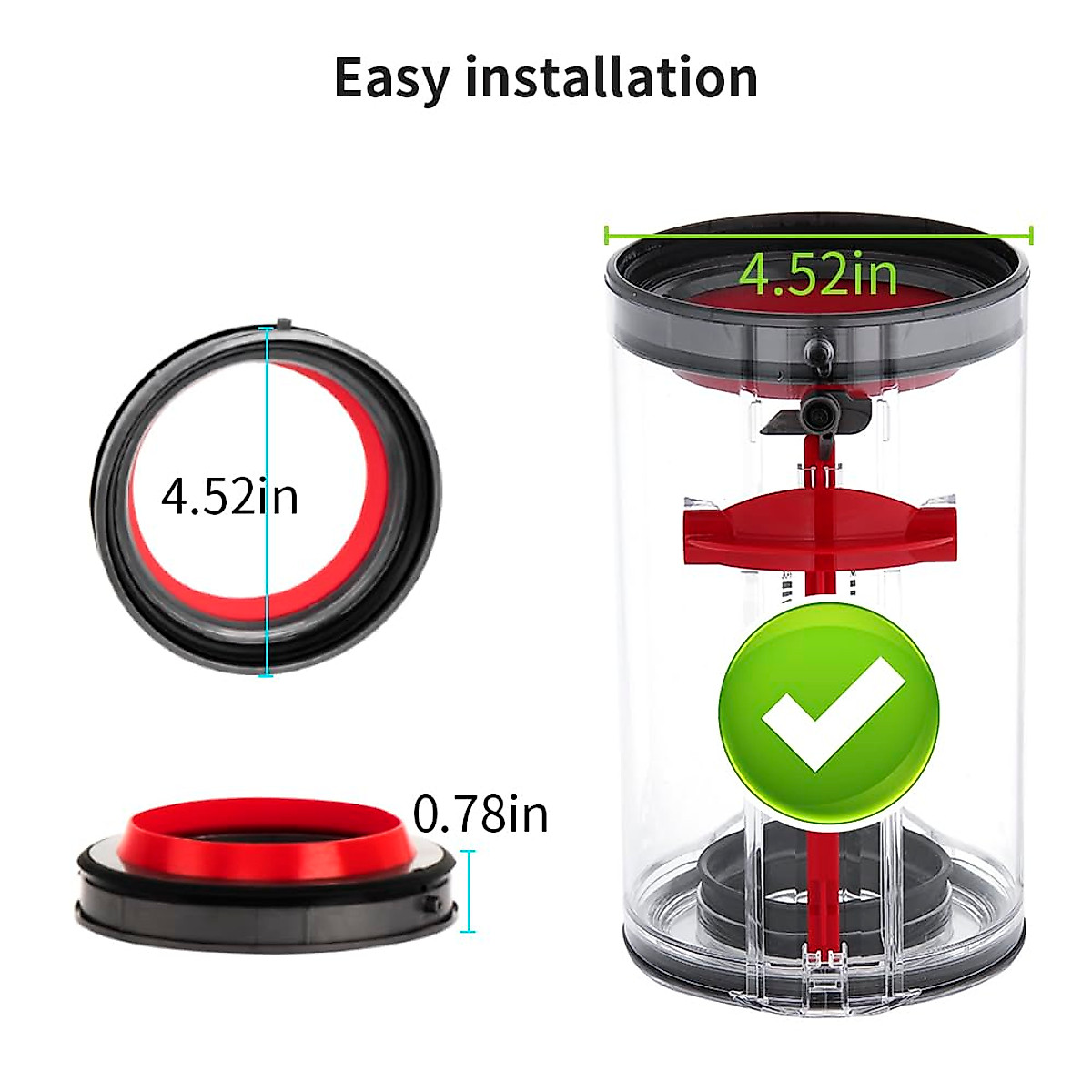 WuYan Dust Bin Lid Replacement for Dyson V11 V15 SV14 SV15 SV22 Vacuum Cleaner Dust Bucket/Dirt Cup Replacement Parts, Vacuum Cleaner Repair Accessories.