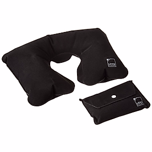 Lewis N. Clark Original Neckrest Inflatable Pillow, Waterproof Neck Pillow for Neck Support at the Beach, Pool + Airport Travel with Fully Adjustable Firmness and Included Carrying Pouch, Black