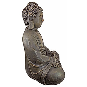 Design Toscano AL1614 Meditative Buddha of the Grand Temple Garden Statue, Medium 26 Inch, Dark Stone