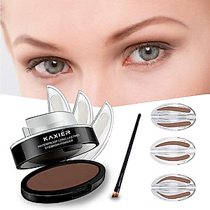 GL-Turelifes 3 Pairs of Seals Eyebrow Stamp with Brow Brush Perfect Eye Brow Power One Second Make Up Nature Brow Makeup Tool (Light Brown)