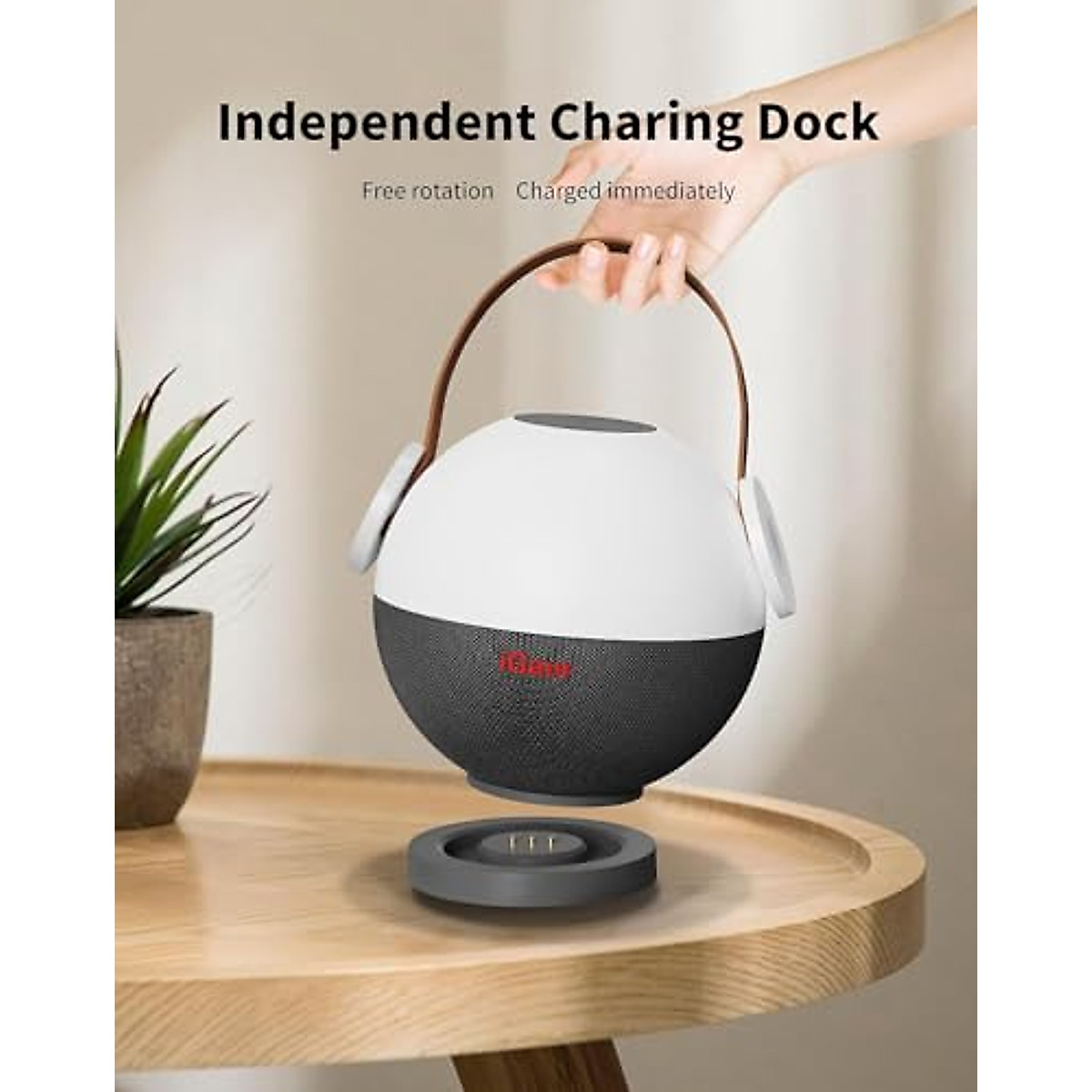 iGaur Night Light Beside Lamp: Touch Lamp with Wireless Charger Nightstand Music Desk Lamp - 5 in 1 Portable Bluetooth Speaker, Wireless Charging Lamp, Gifts for Kids Bedroom Office