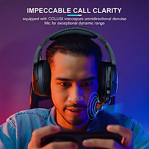 COLUSI C600 AUX Wired Gaming Headset with Hidden-Type Microphone, One Key Mute Over Ear Headphones with 3.5mm Audio Jack RGB Light