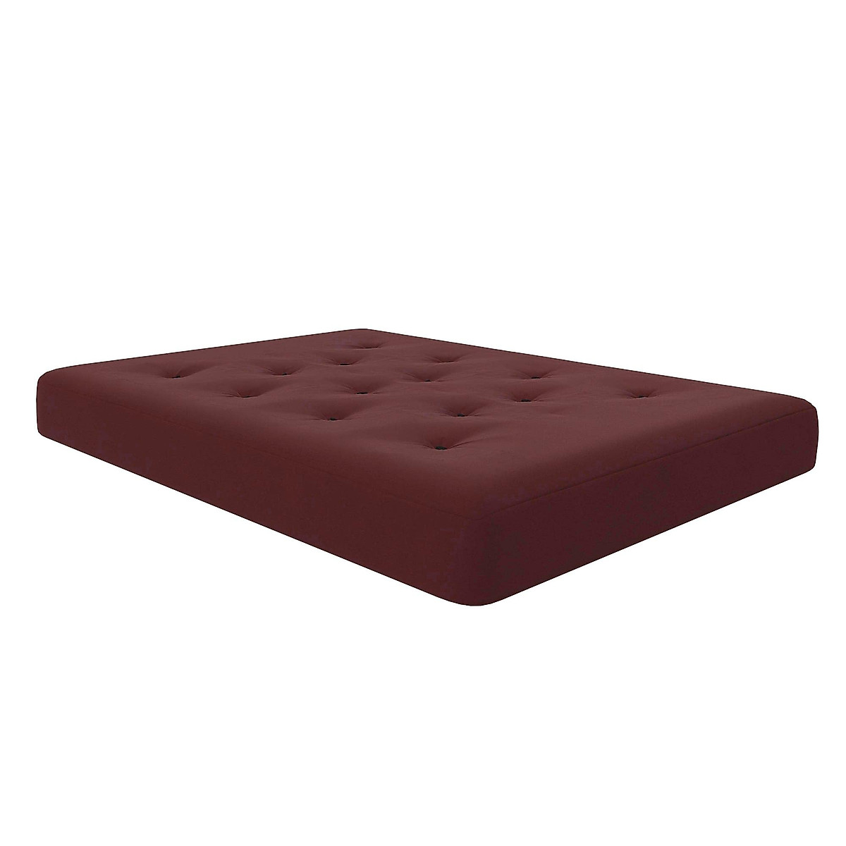 REALROOMS Cozey 8-Inch Spring Coil Futon Mattress, Microfiber, Full, Cabernet Red
