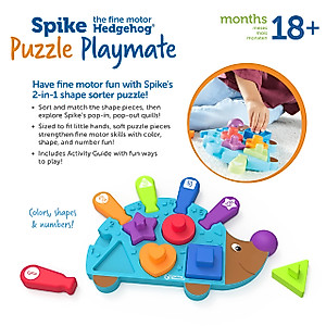 Learning Resources Spike the Fine Motor Hedgehog Puzzle Playmate - 11 Pieces,Ages 18+ months Fine Motor Game, Color and Shape Recognition Toddler Montessori Toys