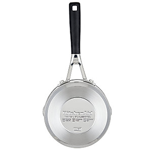 KitchenAid Saucepan with Pour Spouts, 1 Quart, Brushed Stainless Steel