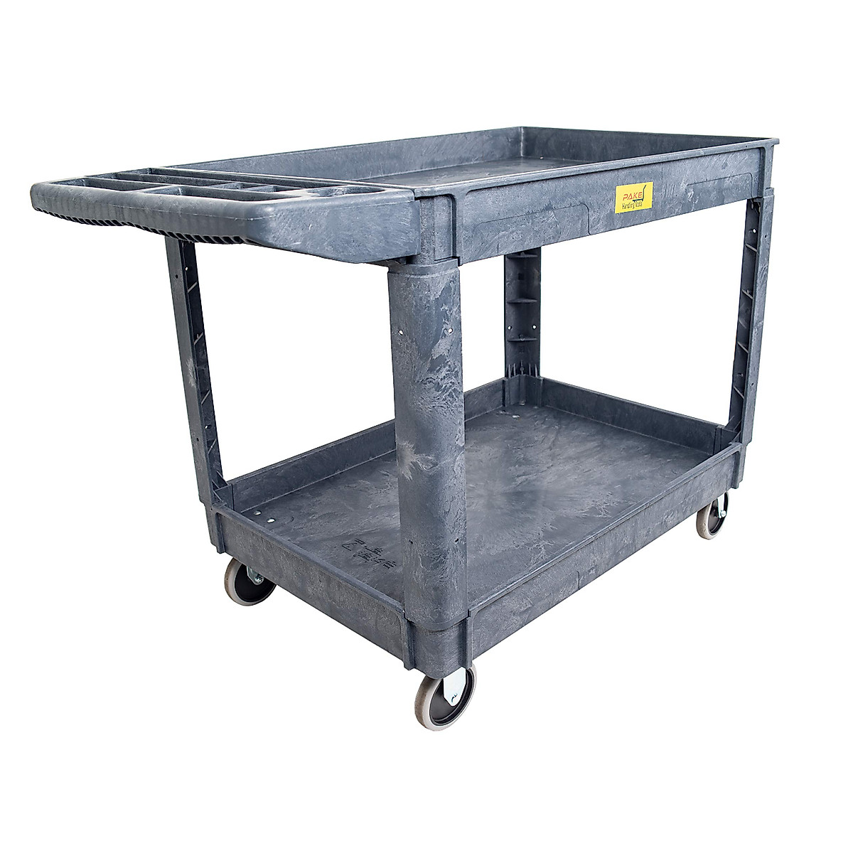 550lb Capacity Heavy Duty Plastic Utility Cart 46" L x 25-5/8" W with Handle 2 Shelves Pake Handling Tools