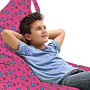 Ambesonne Pop Art Lounger Chair Bag, Vintage Retro 50s Comics Themed Image with Stars Pattern on Hot Pink Color Backdrop, High Capacity Storage with Handle Container, Lounger Size, Multicolor