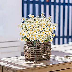 CEWOR 10 Bundles Artificial Daisies Flowers Outdoor, Fake Plastic Plants UV Resistant Faux Greenery for Hanging Planters Window Box Front Porch Indoor Outside Decorations (White)