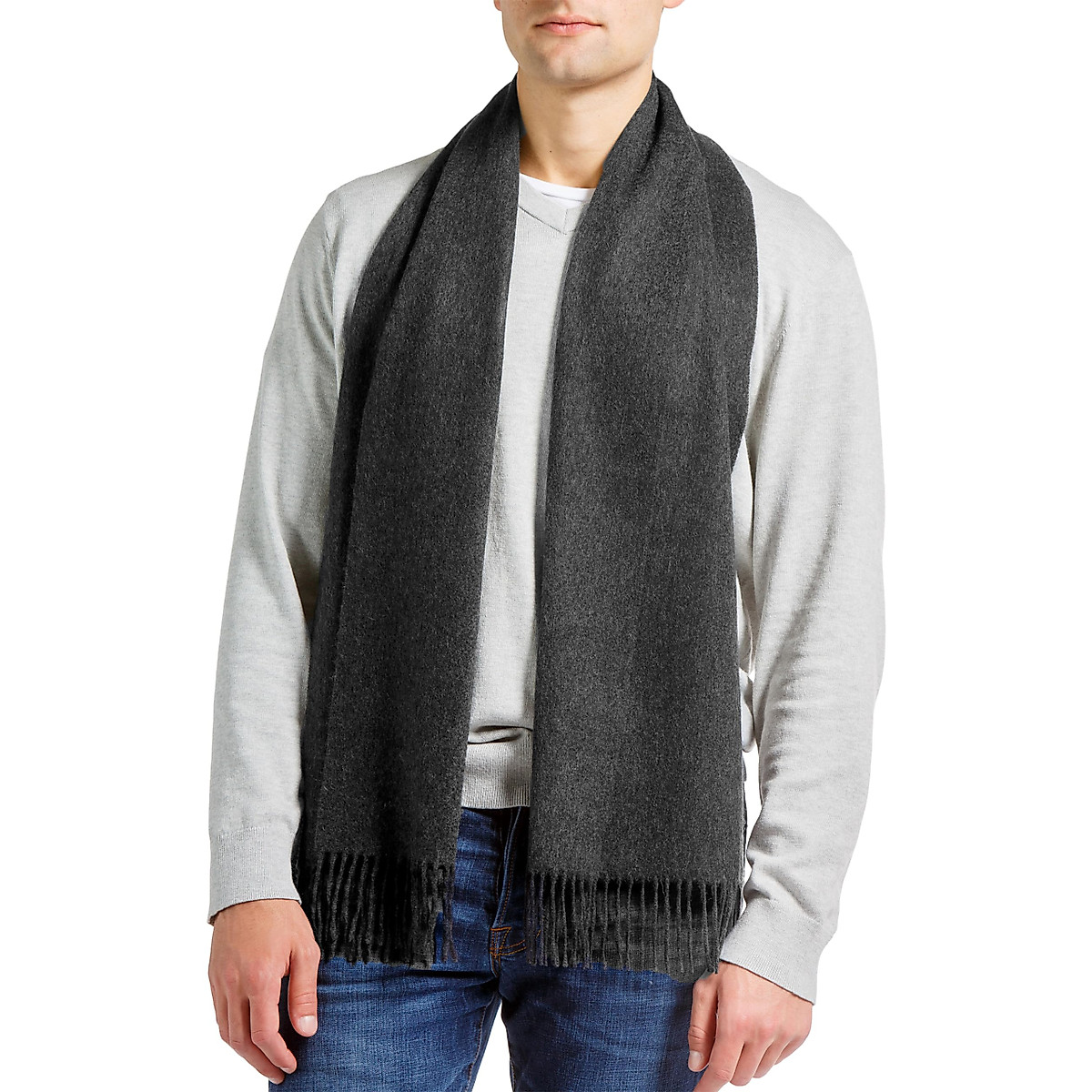 Fishers Finery Men's 100% Pure Cashmere Scarf, Warm Comfortable (Charcoal)