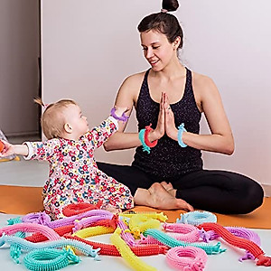 CLUEWR 24 Pack Stretchy String Fidget Toys, Unicorn Sensory Noodle Strings Textured Worm String Easter Egg Fillers for Kids Adults Stress Relief, Party Favors, Christmas Stocking Stuffers