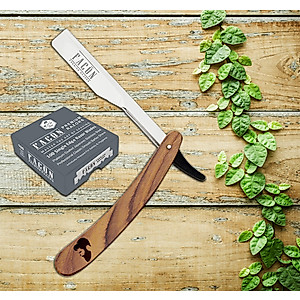 100 BLADES + Facón Professional Wooden Straight Edge Barber Razor - Salon Quality Cut Throat Shavette