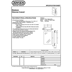 Jensen B773385 Frameless Horizon Single-Door Recessed Medicine Cabinet