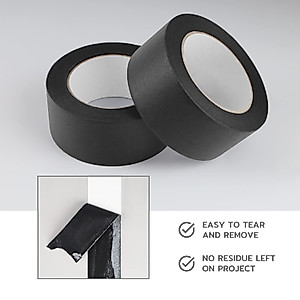 Lichamp 4 Pack Black Painters Tape 2 inch Wide, Medium Adhesive Black Masking Tape Bulk Multi Pack, 2 inch x 55 Yards x 4 Rolls (220 Total Yards)