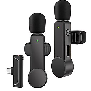 NPTCL 2 Pack Lavalier Microphone USB C Wireless Lav Mic for Android Phone Noise Canceling Mini Lapel Mic Type C for Samsung iPhone 15 (USB-C) Video Recording Vlog