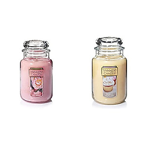 Yankee Candle Fresh Cut Roses and Vanilla Cupcake Scented 22oz Large Jar Candles (2-Pack)