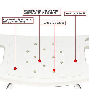 Binrrio Elderly Bath Chair Shower Seat Adjustable Height Transfer Bench Bathtub Chair for Seniors, Adults, Pregnant Women 20'' L x 12''W (White)