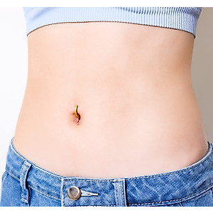 SHINYY 2 Piece Belly Button Ring for Women Surgical Steel Cubic Zirconia Navel Clicker Body Piercing Jewelry for Girls (Gold)