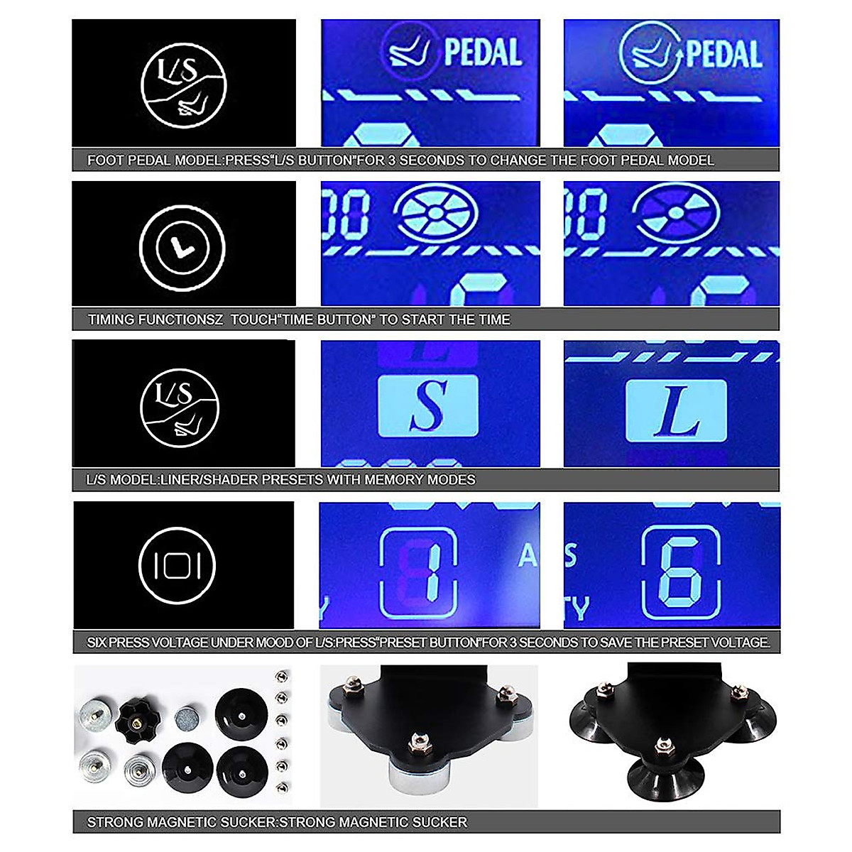 TATELF Digital Tattoo Power Supply Touch Screen LCD Power Source for Coil Rotary Tattoo Machines Gun kit Blue