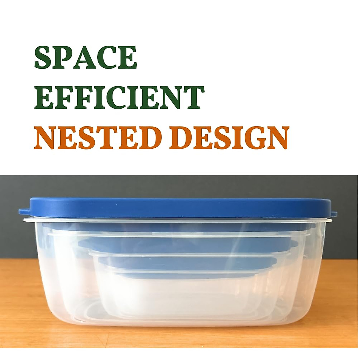 GODAGE 10-Piece Rectangle Food Storage Containers with Vented Lids, Airtight and BPA Free, Stackable, Microwave, Freezer, and Dishwasher Safe (BLUE)