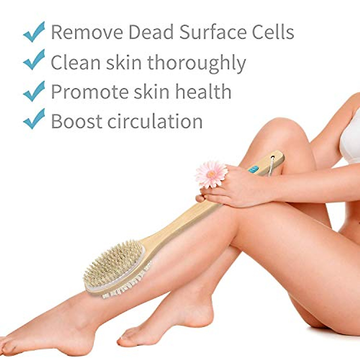 Metene 2 Pack Shower Brush with Soft and Stiff Bristles, Bath Dual-Sided Long Handle Back Scrubber Body Exfoliator for Wet or Dry Brushing