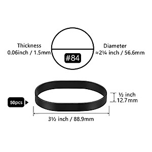 Tactical Rubber Bands Size #84, 50 Pcs Black Thick Wide Strong Heavy Duty Rubber Bands Heat Cold UV Resistant for Outdoor Camping Survival Kit Hunting Fishing Hiking