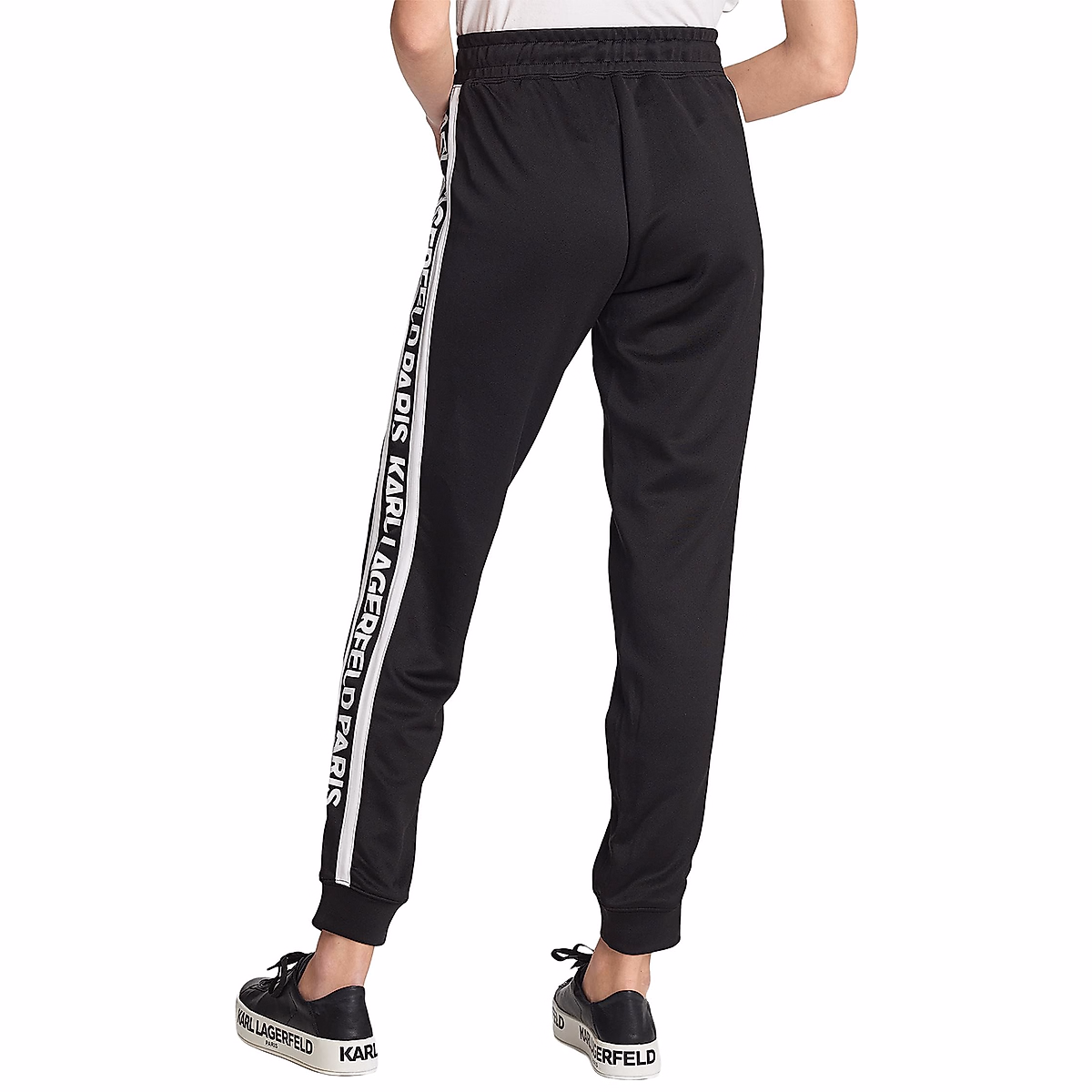 Karl Lagerfeld Paris womens Block Letter Logo Jogger Tracksuit, Black/White, Medium US