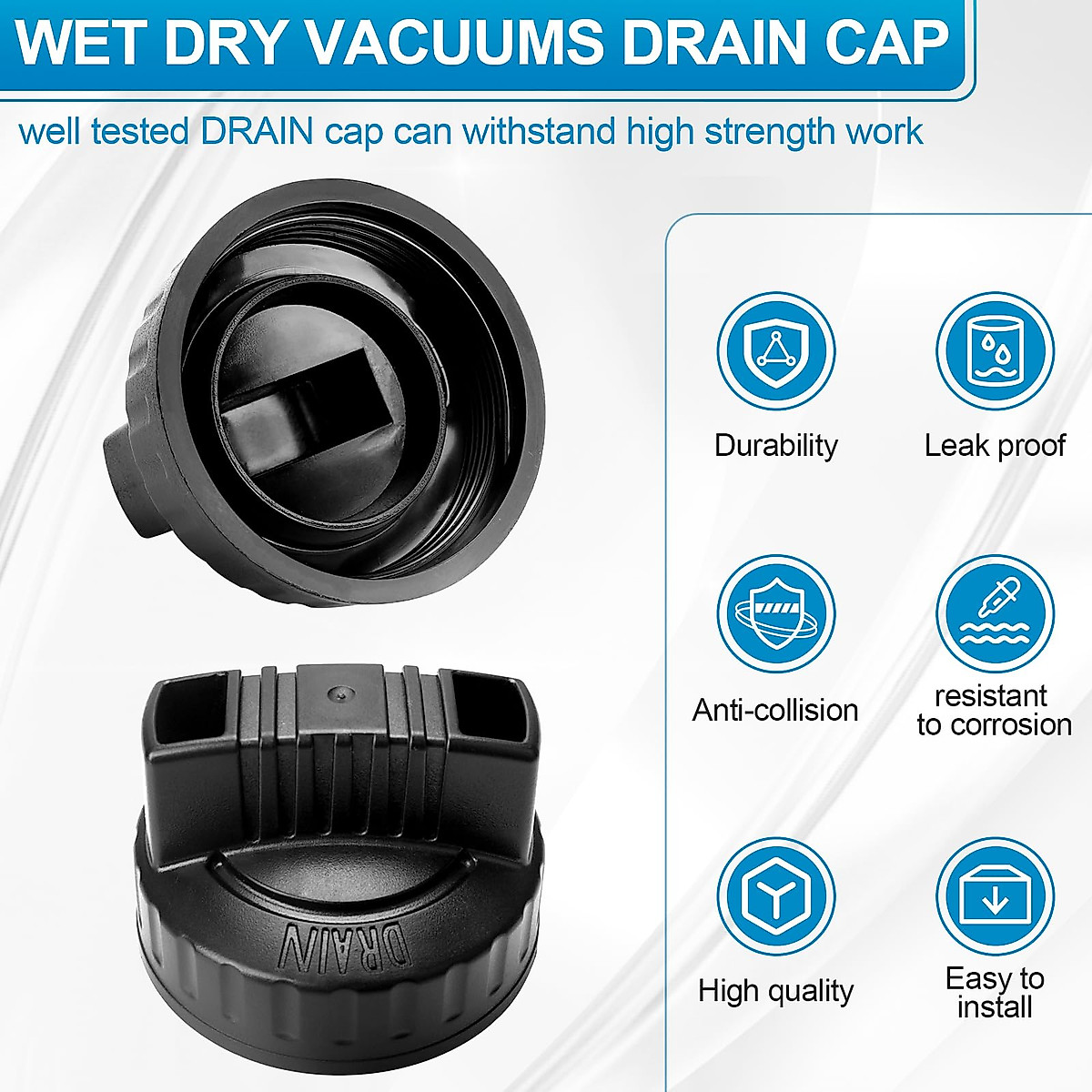 47922 Vac Drain Cap Compatible with Ridgid Shop Vacuum Cleaner and Craftsman Shop Vacuum, 1.97'' ID Wet/Dry Vacuum Replacement Drain Cap（1pack）