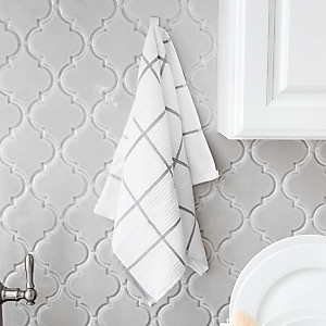 T-Fal Textiles Cotton Dish Towl, Checked Gray
