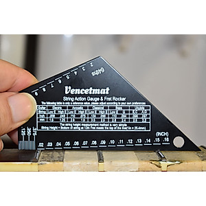 Vencetmat Guitar String Action Gauge, String Height Ruler, Guitar Fret Rocker, Fret Leveling Guide, Buzzing Fret Catcher, 1mm Thickness, Laser Etching, High Precision Graduations,Luthier Tools