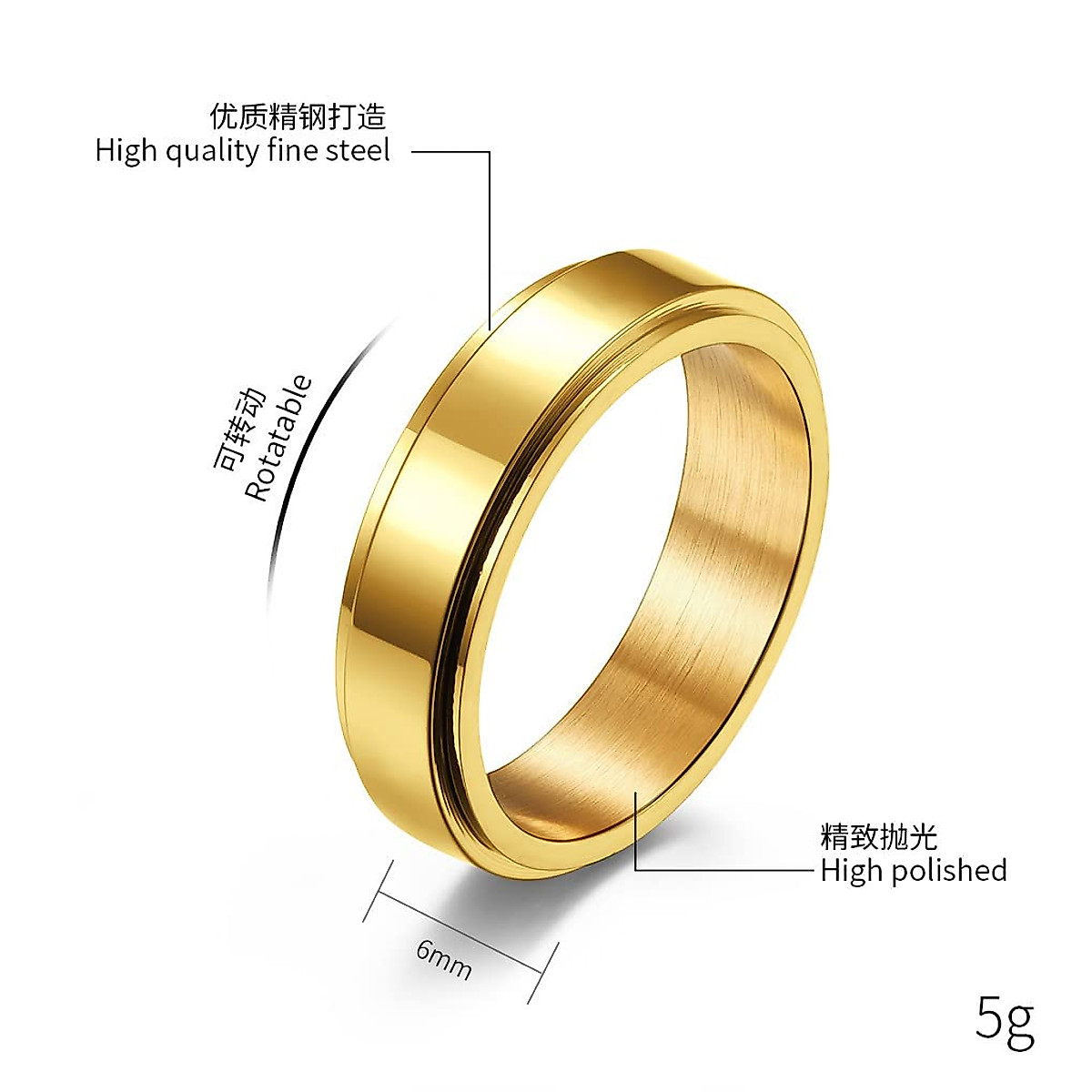 SSZYU Just Breathe Inspirational Jewelry Simple Ring Stainless Steel Band Ring for Teen Inspirational Spinner Ring High Polish Encouragement Graduation Ring for Women Men,Silver Size 8