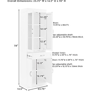 Crosley Furniture Stanton Glass Door Pantry, White