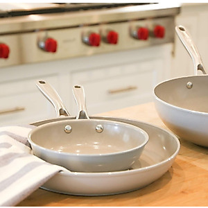 TECHEF - CeraTerra 10" Ceramic Nonstick Frying Pan Skillet, (PTFE, PFAS, and PFOA Free), Dishwasher Oven Safe, Stainless Steel Handle, Induction-Ready, Made in Korea (10-in)