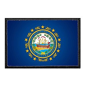 New Hampshire State Flag - Color | Hook and Loop Attach for Hats, Jeans, Vest, Coat | 2x3 in | by Pull Patch