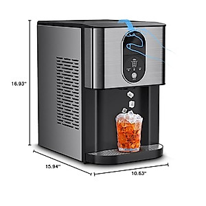 Joy Pebble Nugget Ice Maker Dispenser, Self Dispensing Pellet Ice Maker, 44lbs/24H, 15mins Quick Ice Make, 3.3lbs Ice Storage, Ice Full Indicator, Self-Cleaning, Home, Kitchen, Bar, Party