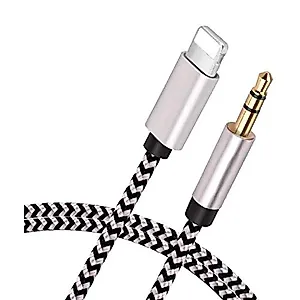 [Apple MFi Certified] iPhone to Car Stereo Cable, [3.3FT/1.0M] Lightning to 3.5mm AUX Audio Cord Compatible with iPhone 12/12 Pro/11/XS/XR/X 8 7 6/iPad, iPod to Home Stereo, Speaker, Headphone(Silver)