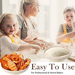 Set of 4 11.8" Bread Proofing Basket Round Sourdough Proofing Basket Bread Proofing Bowls for Rising and Baking Dough Proofing Rising Rattan Basket and Linen Liner Cloth for Home Bakers